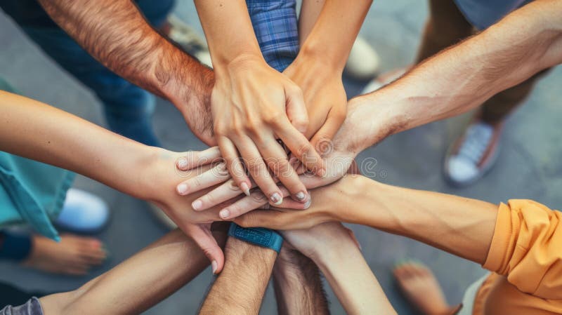 Stack of Hands Expressing Unity.AI Generated Image Stock Photo - Image ...