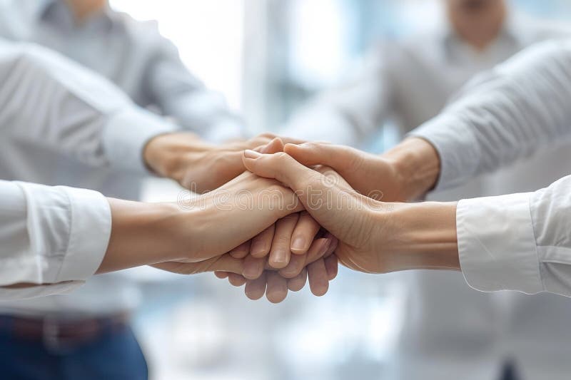 Close-up of Hands Stacked Together in a Gesture of Unity and Teamwork ...