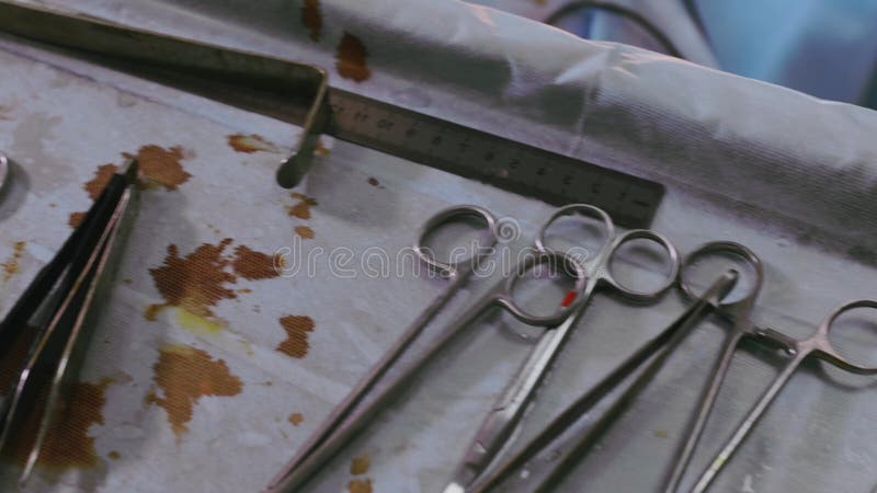 Close Up Hands and a Table of Surgical Nurse during Operation. Nurse ...