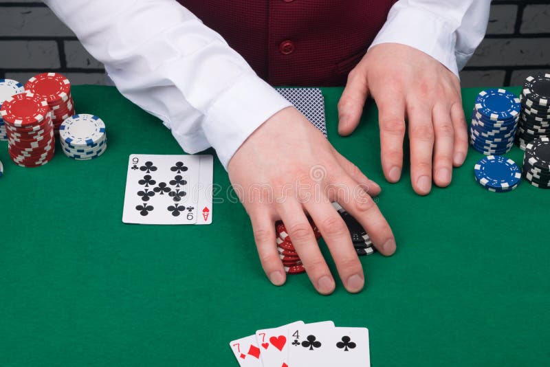 Close-up of Hands Taking a Big Win after the Cards are Laid Out Stock ...