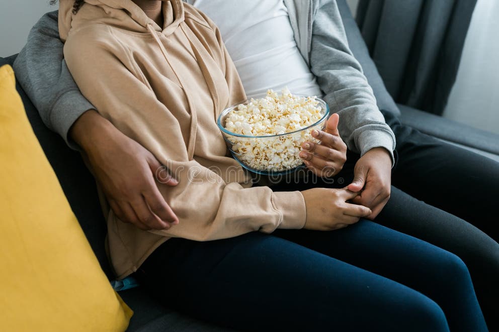 Close Up of Hands Taking Popcorn from Bowl. Stock Photo - Image of home ...