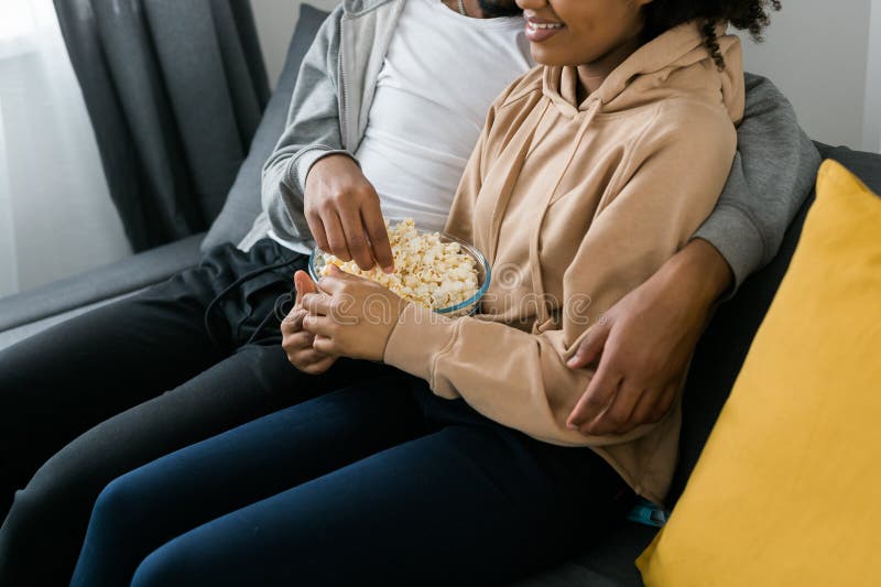 Close Up of Hands Taking Popcorn from Bowl. Stock Image - Image of ...