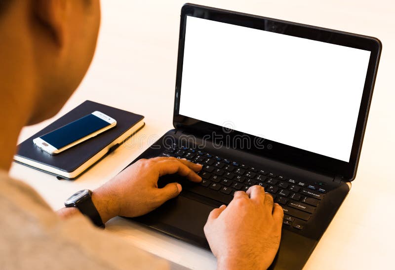 Hands Tapping Keyboard on Laptop Stock Photo - Image of communication ...