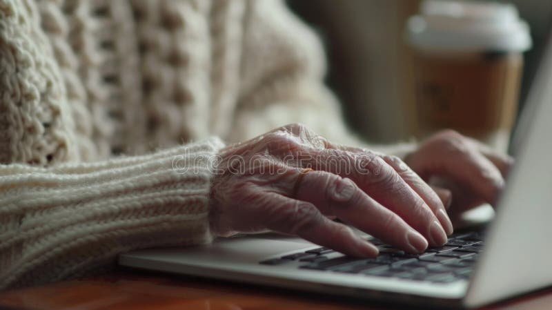 Close-up of Hands Typing on a Backlit Laptop Keyboard in a Dimly Lit ...