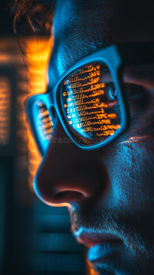 Close-up of Hands Typing Code on a Laptop with Digital Code Overlay ...