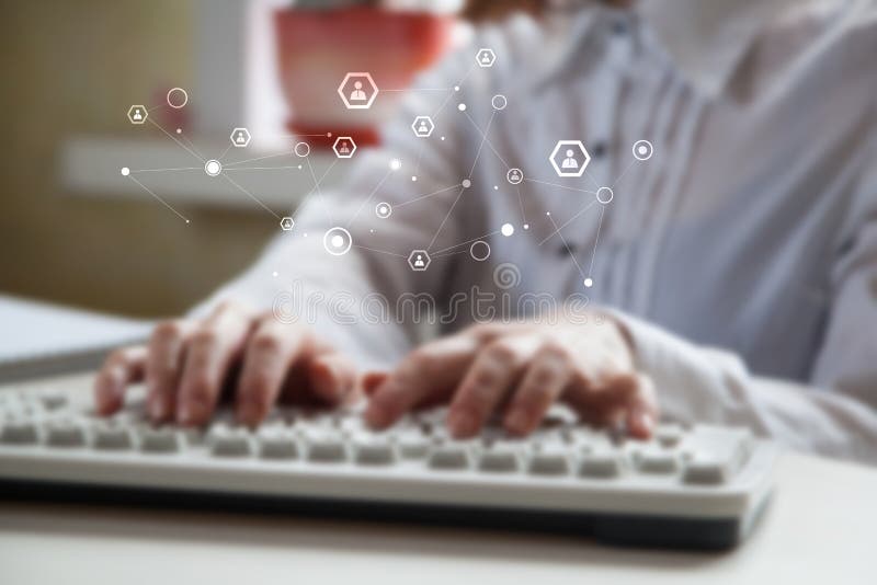 Close-up of Hands Typing on Keyboard Stock Image - Image of focus ...