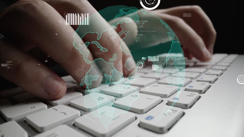 Hands Typing Code on Keyboard with Monitor Displaying Data Stock Video ...