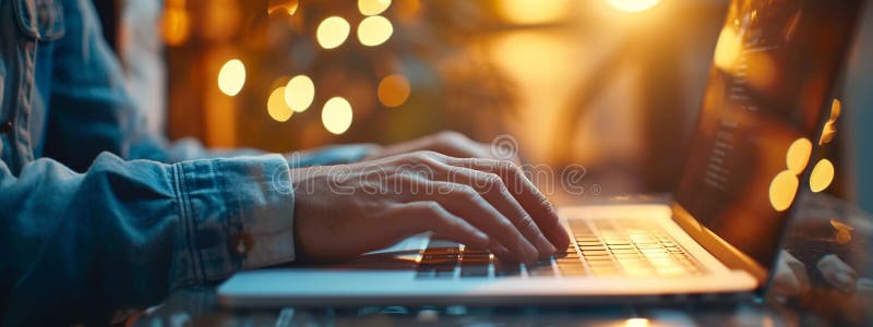 Close-up of Hands Typing on Laptop Stock Photo - Image of keyboard ...