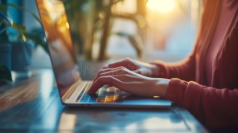 Close-up of Hands Typing on Laptop Stock Image - Image of modern ...