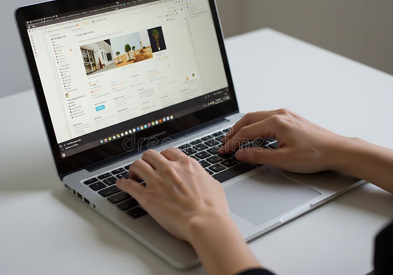 Close-up of Hands Typing on a Laptop, Focused on Digital Work Stock ...