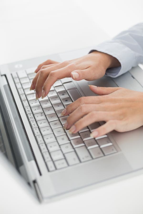 Close Up of Hands Typing on Laptop Keyboard Stock Image - Image of ...