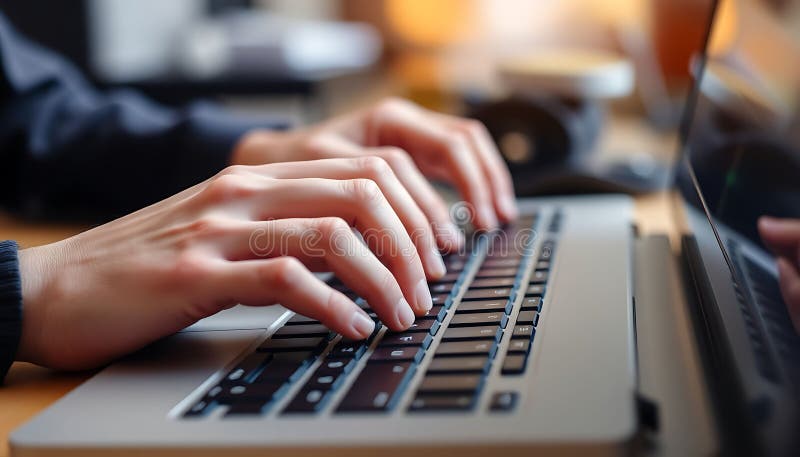 Hands Typing on Laptop, Keyboard Close,up, Working, Technology, Stock ...