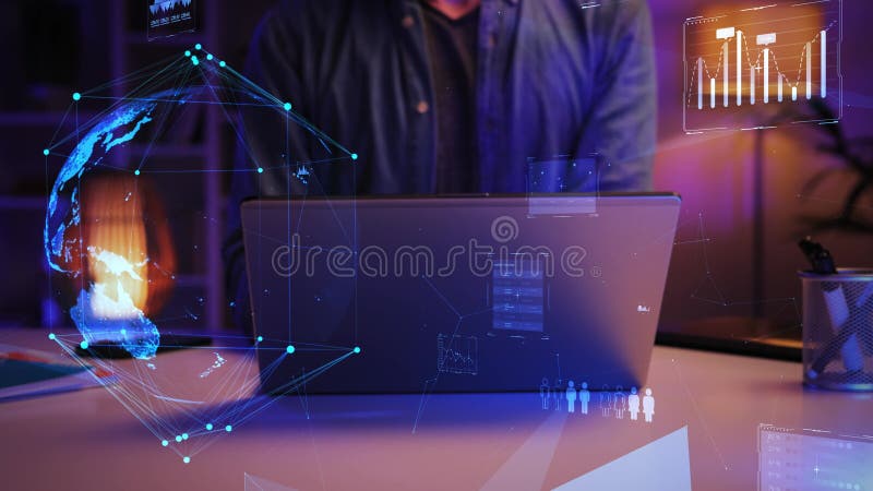 Trading Engineer Looking at E Commerce Diagrams and Copy Space on ...