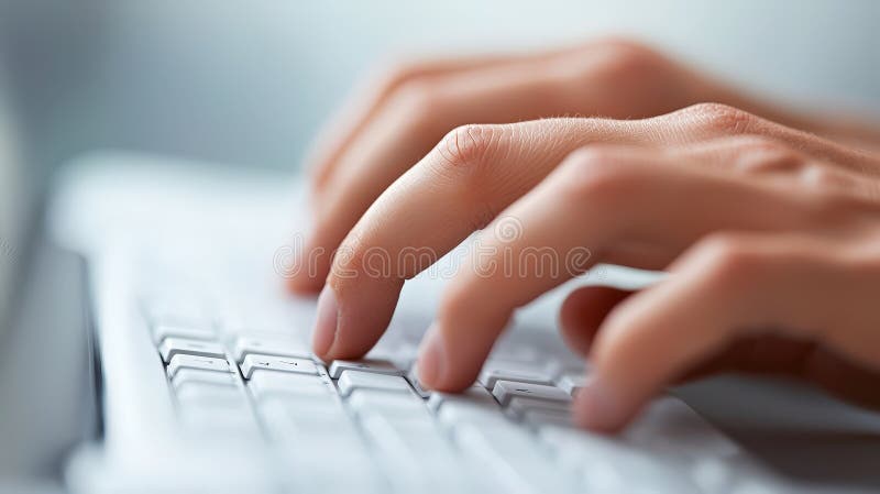 Close-up of Hands Typing on a White Computer Keyboard Stock Image ...