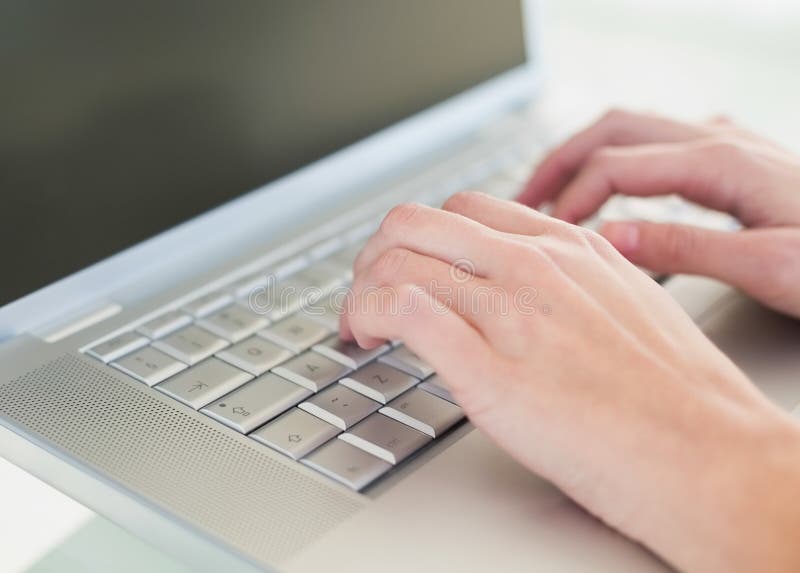 Close Up of Hands Using a Laptop Stock Image - Image of keyboard ...