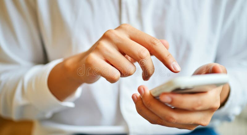 Close-Up of Hands Using Smartphone for Communication and Connectivity ...