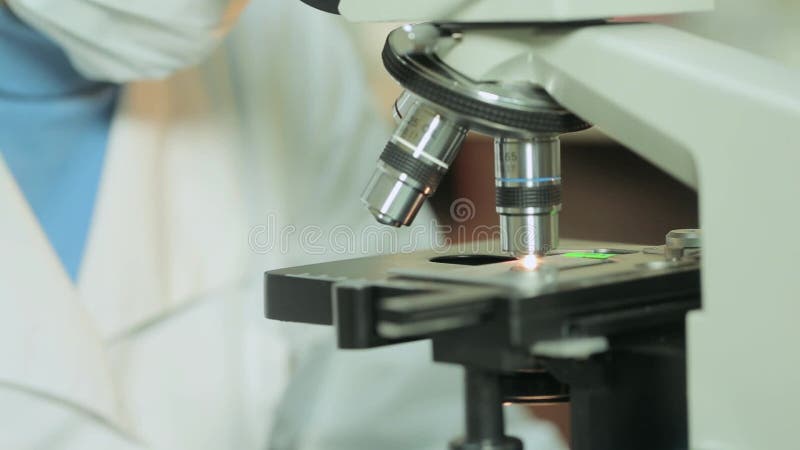 Medical Microscope in a Laboratory Close Up Stock Footage - Video of ...