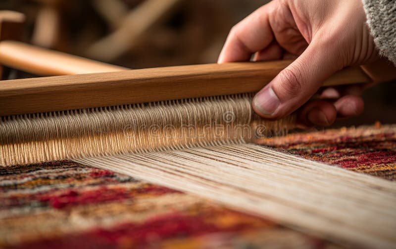 Fabric Loom Showcasing Wool Weaving Process Stock Photos - Free ...