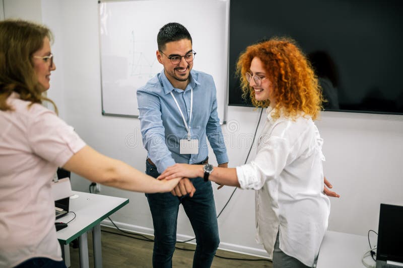 Young People Friends Holding Together, Unity Teamwork Support Concept ...