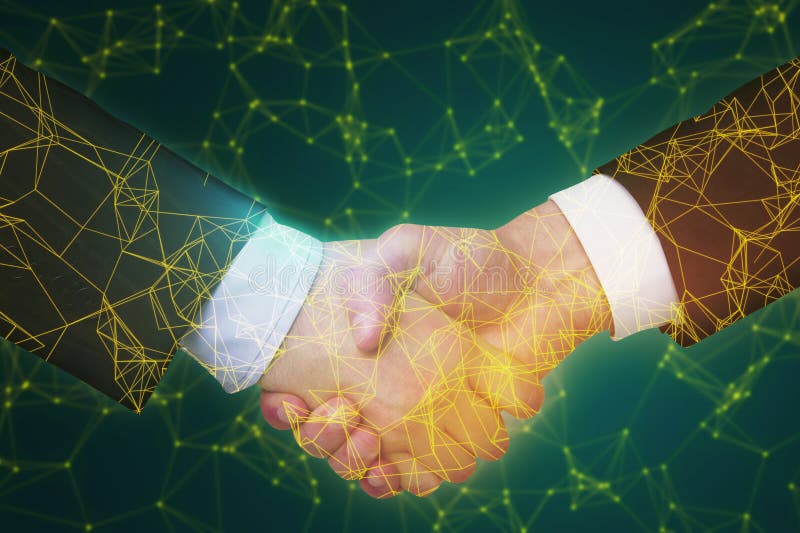 Close Up of Handshake on Abstract Polygonal Backdrop. Partnership and ...
