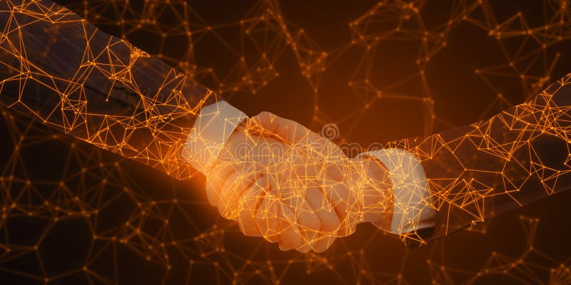 Close Up of Handshake on Abstract Polygonal Background. Partnership and ...