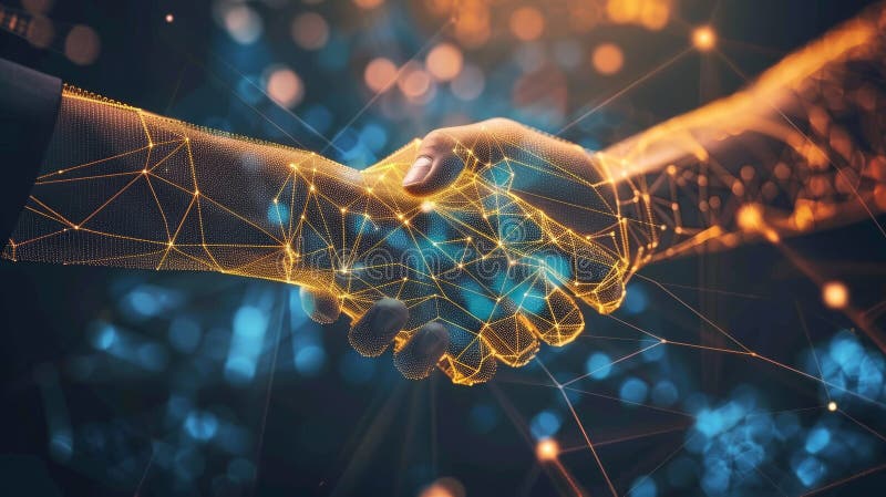 Close Up of Handshake on Abstract Polygonal Texture. Partnership and ...