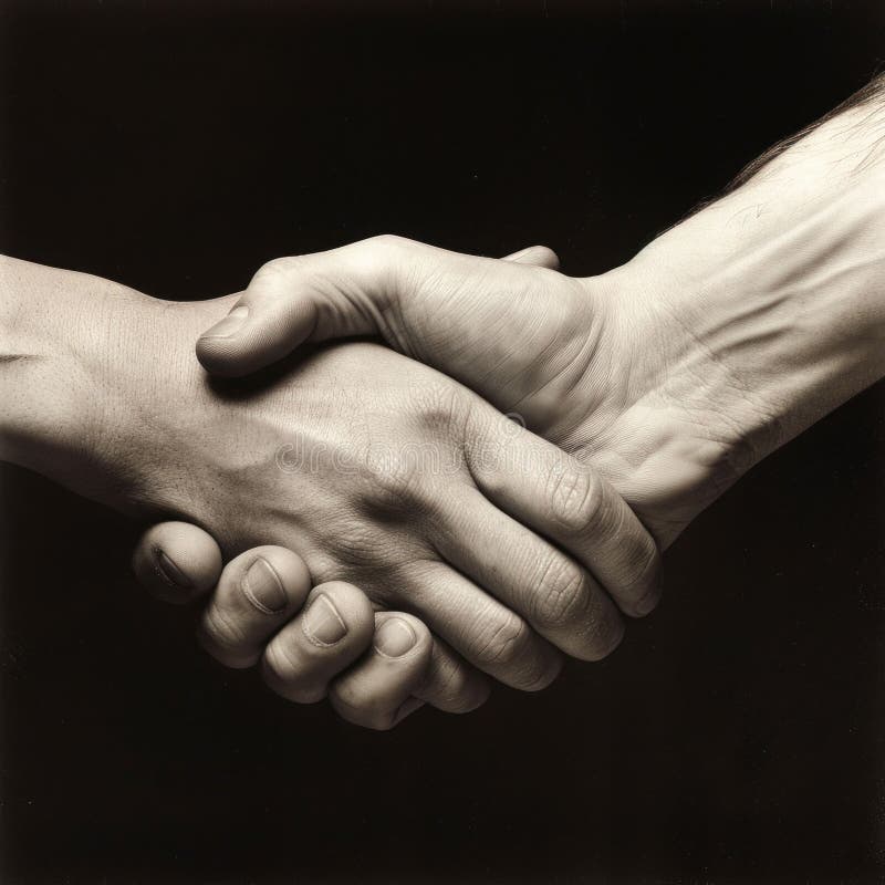 Close-Up of a Handshake on Black Background. Generative Ai Stock ...