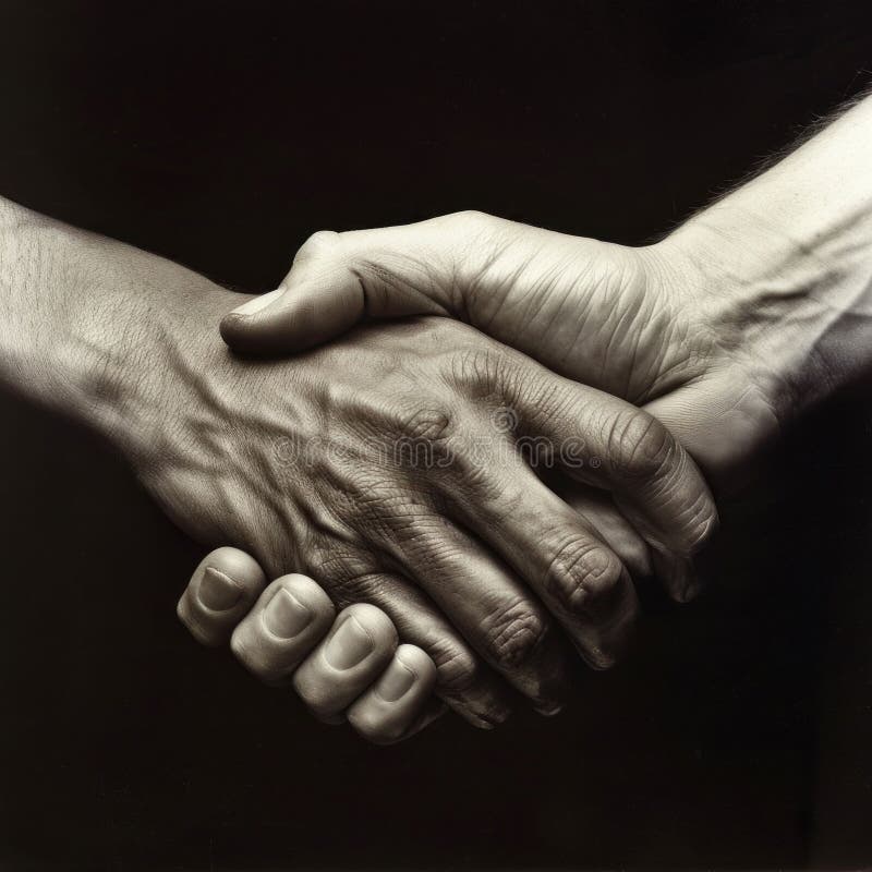 Close-Up of a Handshake on Black Background. Generative Ai Stock ...