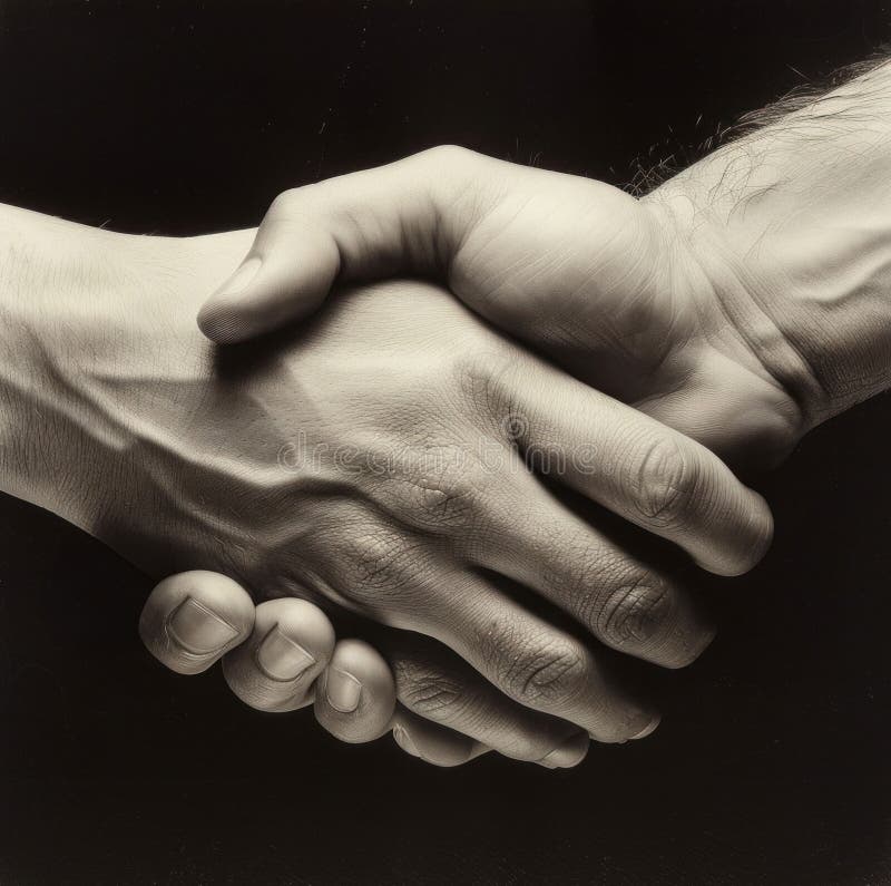 Close-Up of a Handshake on Black Background. Generative Ai Stock ...