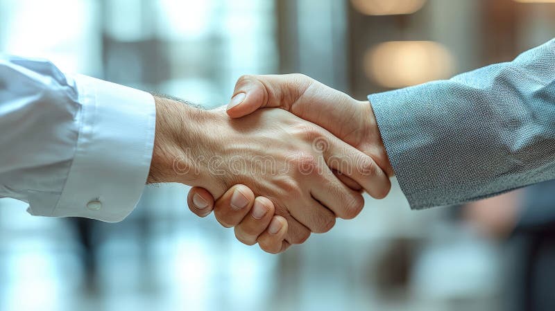 Close-up Handshake in Modern Business Setting Stock Image - Image of ...