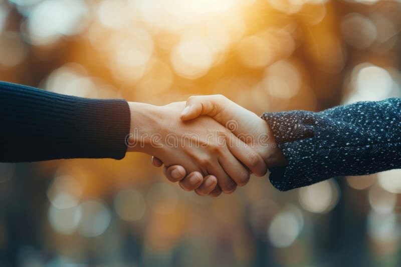 Close-up Handshake Symbolizing Partnership and Agreement in Warm Light ...