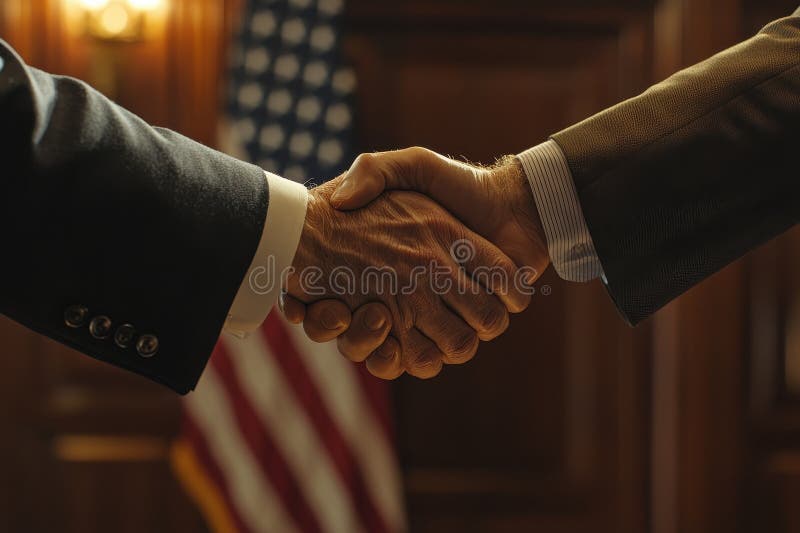 Close-Up of a Handshake Symbolizing Unity and Patriotism Stock Photo ...