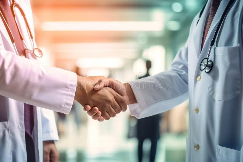 Friendly Handshake of Two Doctors. Generative AI Stock Illustration ...