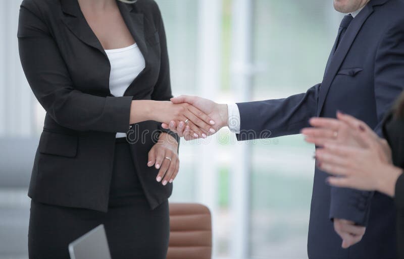 Close Up. Handshake of Young Business People Stock Photo - Image of ...