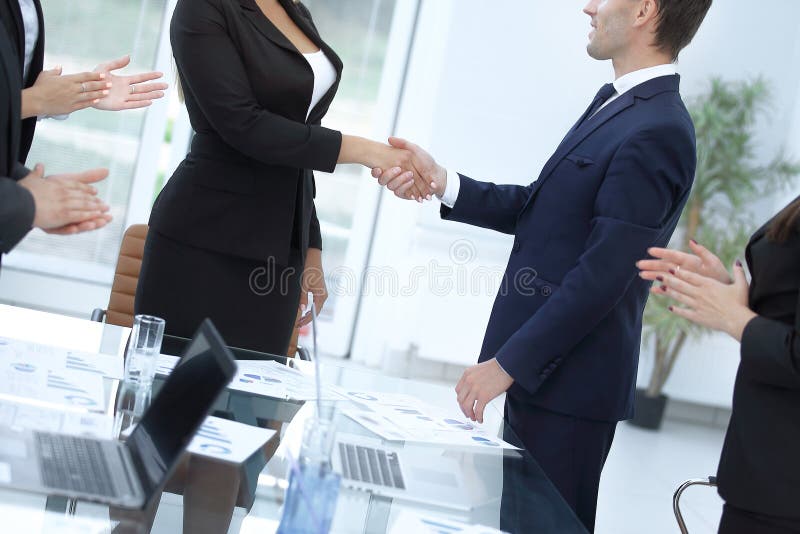 Close Up. Handshake of Young Business People Stock Image - Image of ...