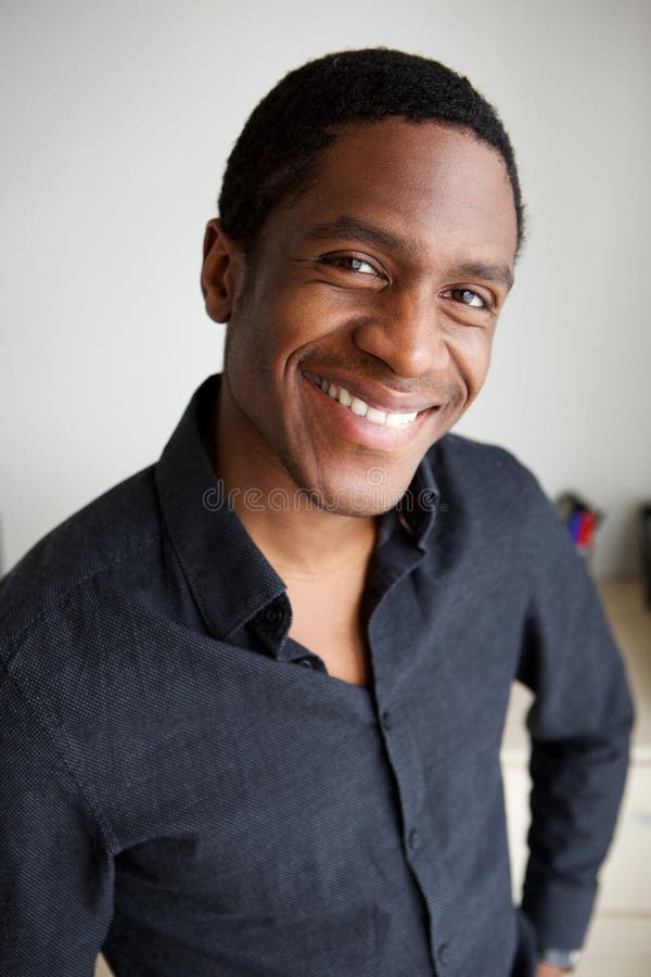 Close Up Handsome African Man Smiling Stock Image - Image of people ...