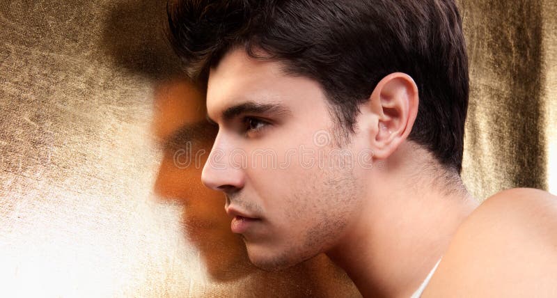Close Up Handsome Man with Shadow Stock Image - Image of lone ...