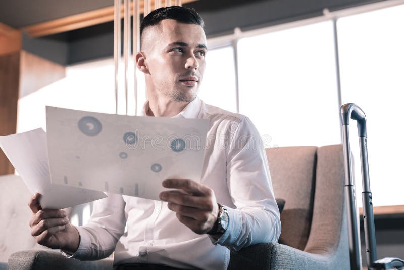 Close Up of Handsome Prosperous Man Working with Documents Stock Image ...