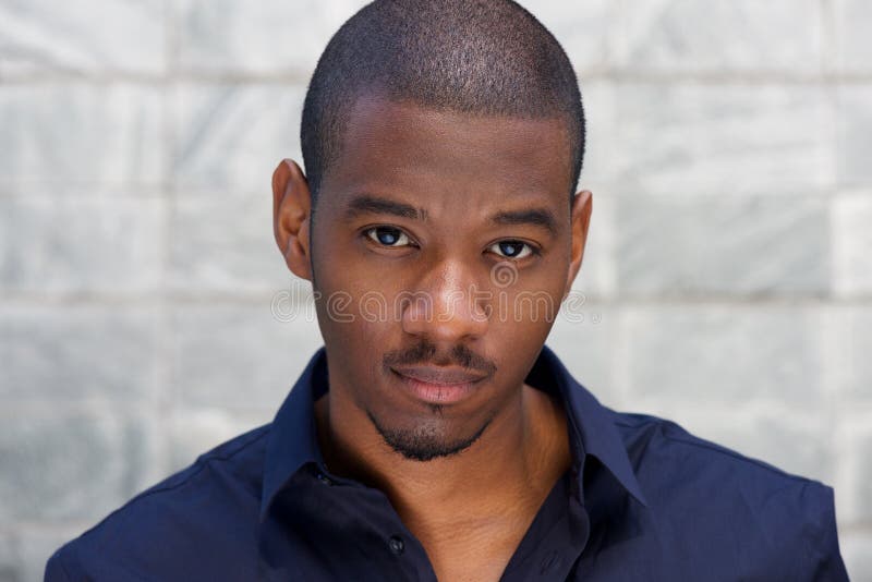 Close Up Handsome Young Black Man Staring Stock Image - Image of ...