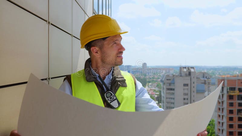Close Up of Handsome Young Professional Male Constructor in Helmet ...