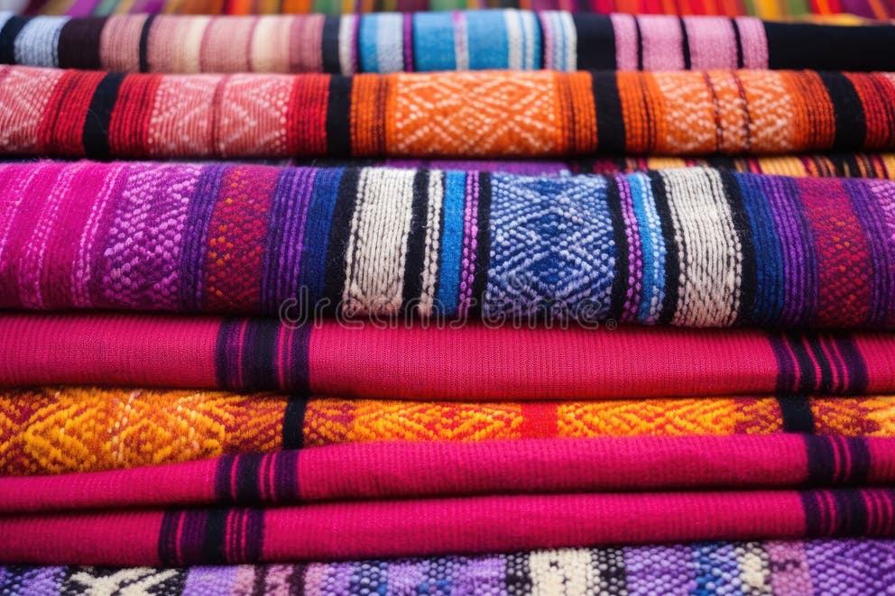 Close-up of Handwoven Indigenous Textiles Stock Illustration ...