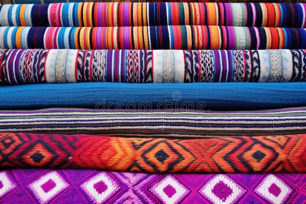 Close-up of Handwoven Indigenous Textiles Stock Illustration ...