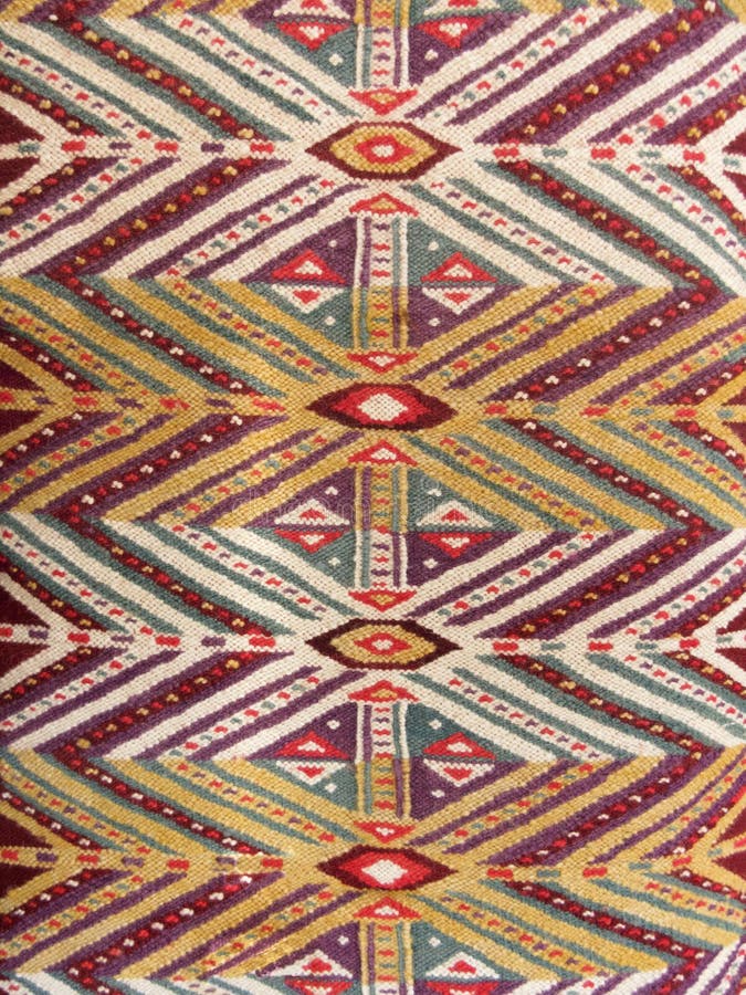 Close Up Of A Hanged Colourful Handmade Traditional Wool Rug Stock ...