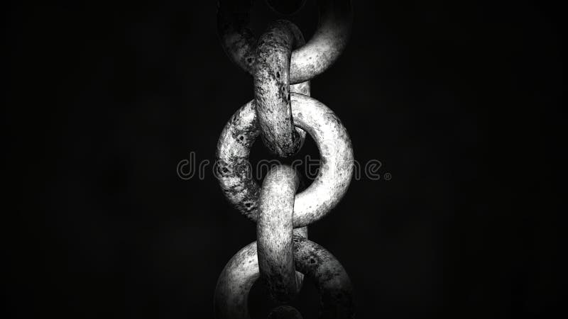 Close Up of Hanging Old Rusty Chain Isolated on a Black Background ...