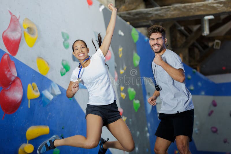 Close Up Happy Competition Winners Stock Photo - Image of honour, blue ...