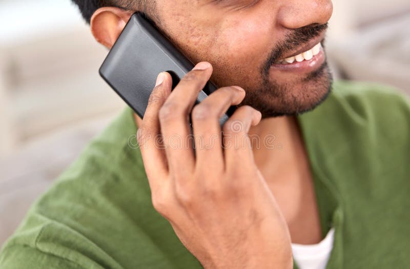 Close Up of Happy Indian Man Calling on Smartphone Stock Image - Image ...