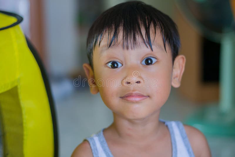 Close Up Happy Little Boy Make Big Eye Stock Photos - Free & Royalty ...