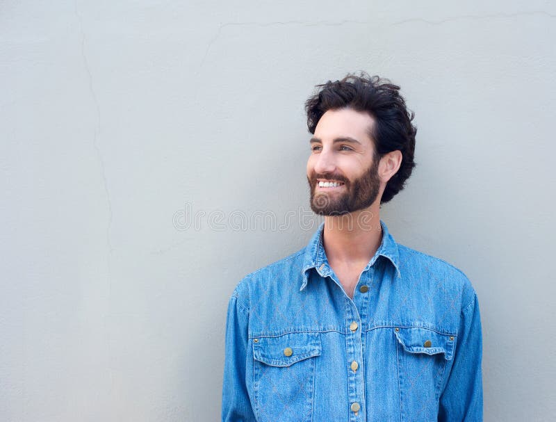 Close Up Happy Man with Beard Smiling Stock Photo - Image of handsome ...