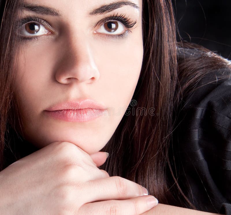 Close Up Happy Pretty Young Woman Posing Stock Image - Image of ...