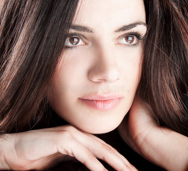 Close Up Happy Pretty Young Woman Posing Stock Image - Image of ...